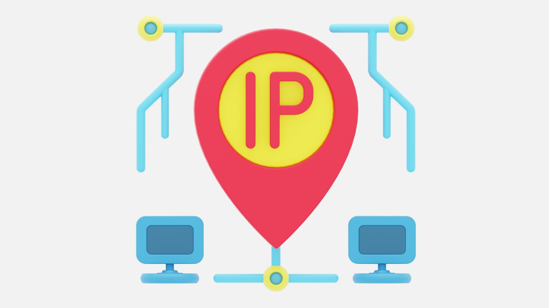 3D IP Address 3d Icon Represented With Computer And Location Pin - TurboSquid 2082748