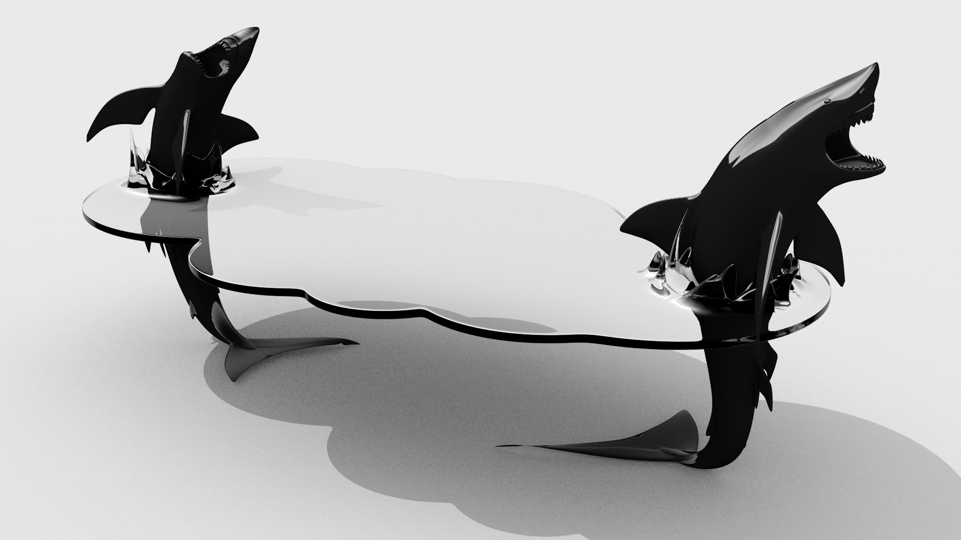 3d shark glass table model