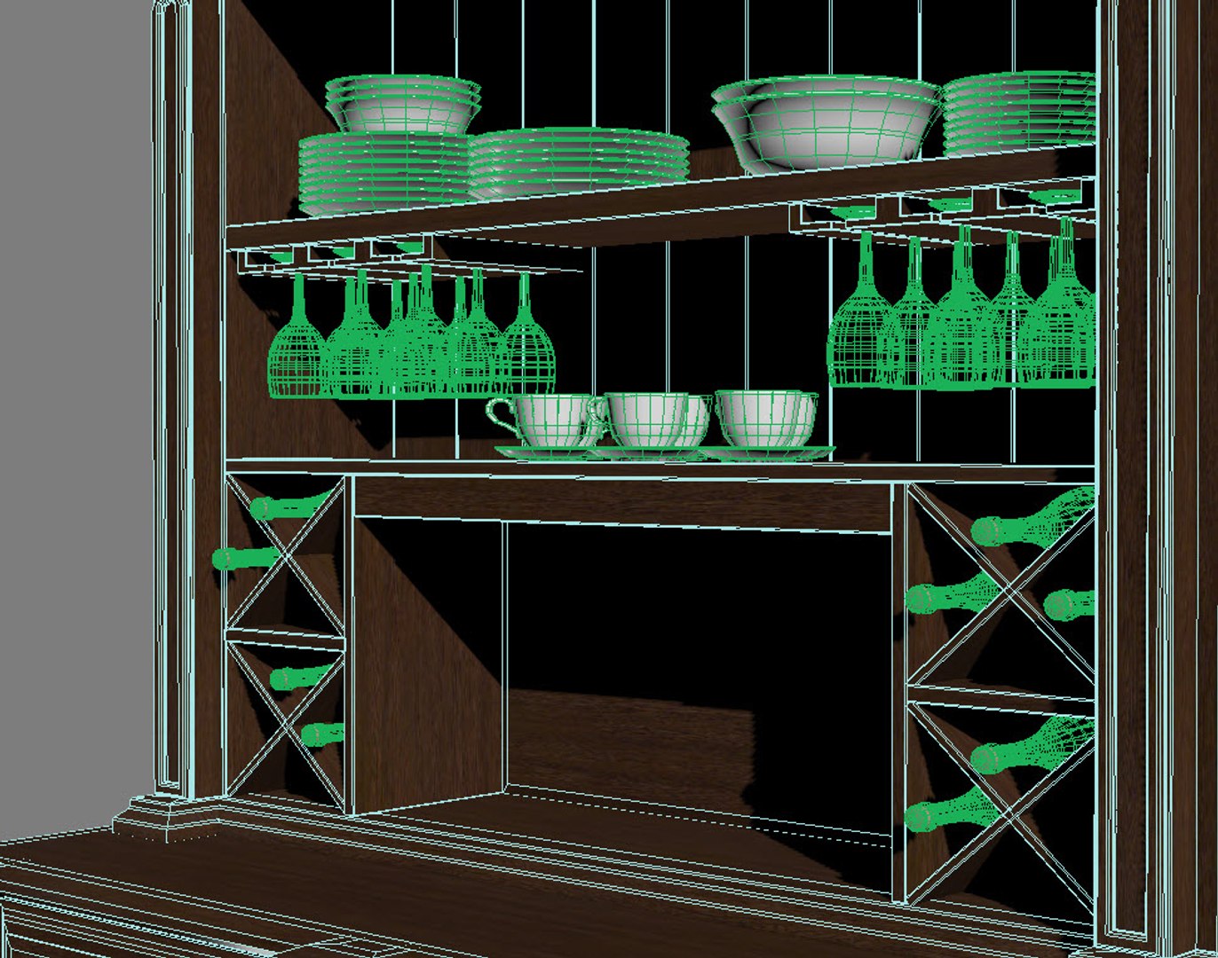 3d Wooden Waiter Station Model