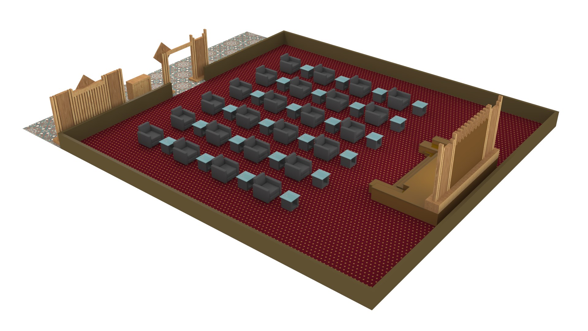 3D Layout Event With Stage Gate Backdrop Photo - TurboSquid 1767437