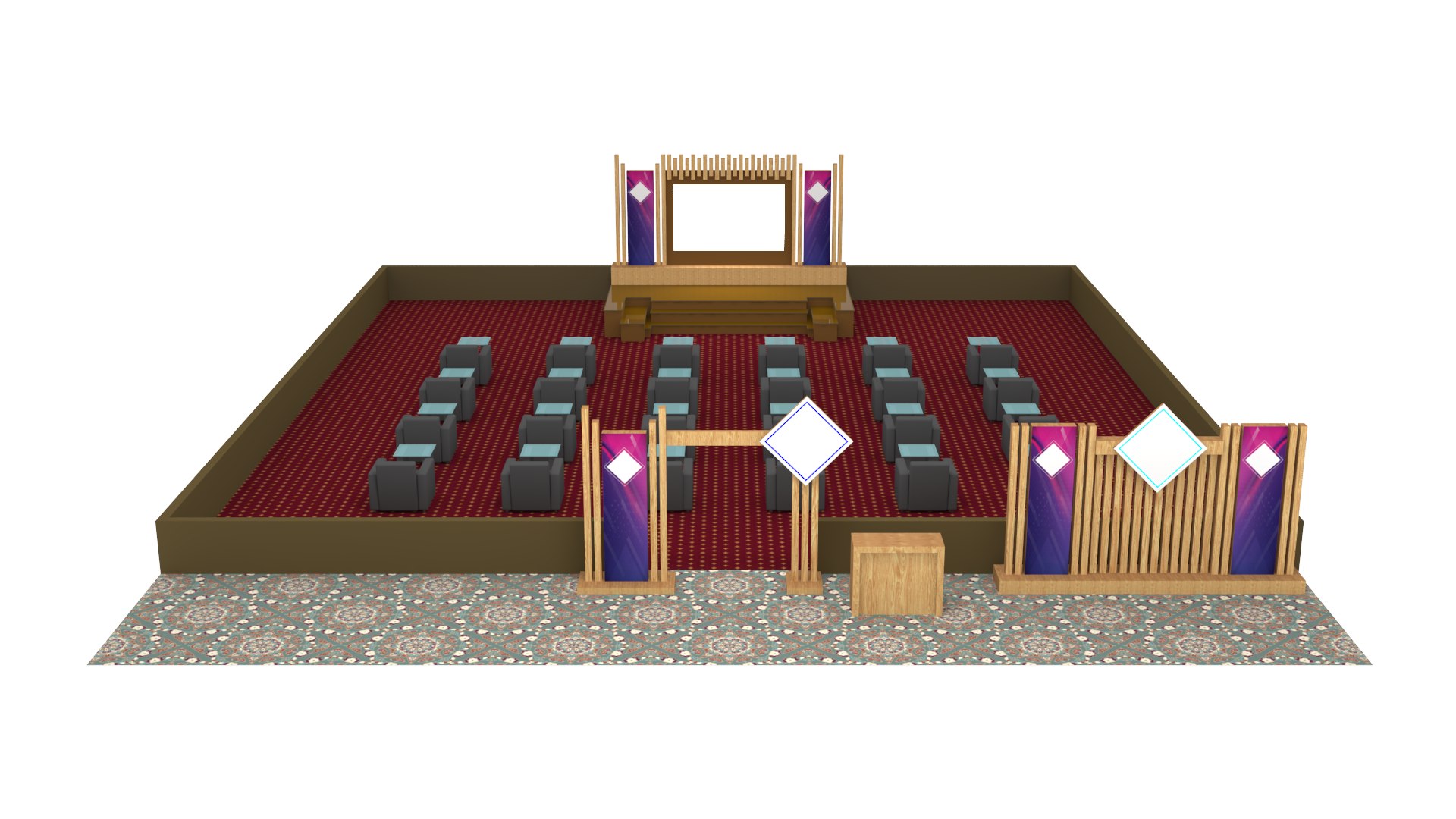 3D Layout Event With Stage Gate Backdrop Photo - TurboSquid 1767437