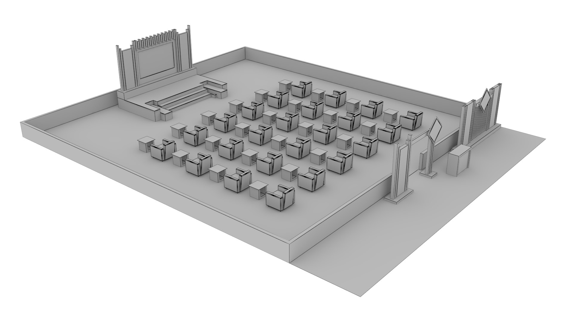 3D Layout Event With Stage Gate Backdrop Photo - TurboSquid 1767437