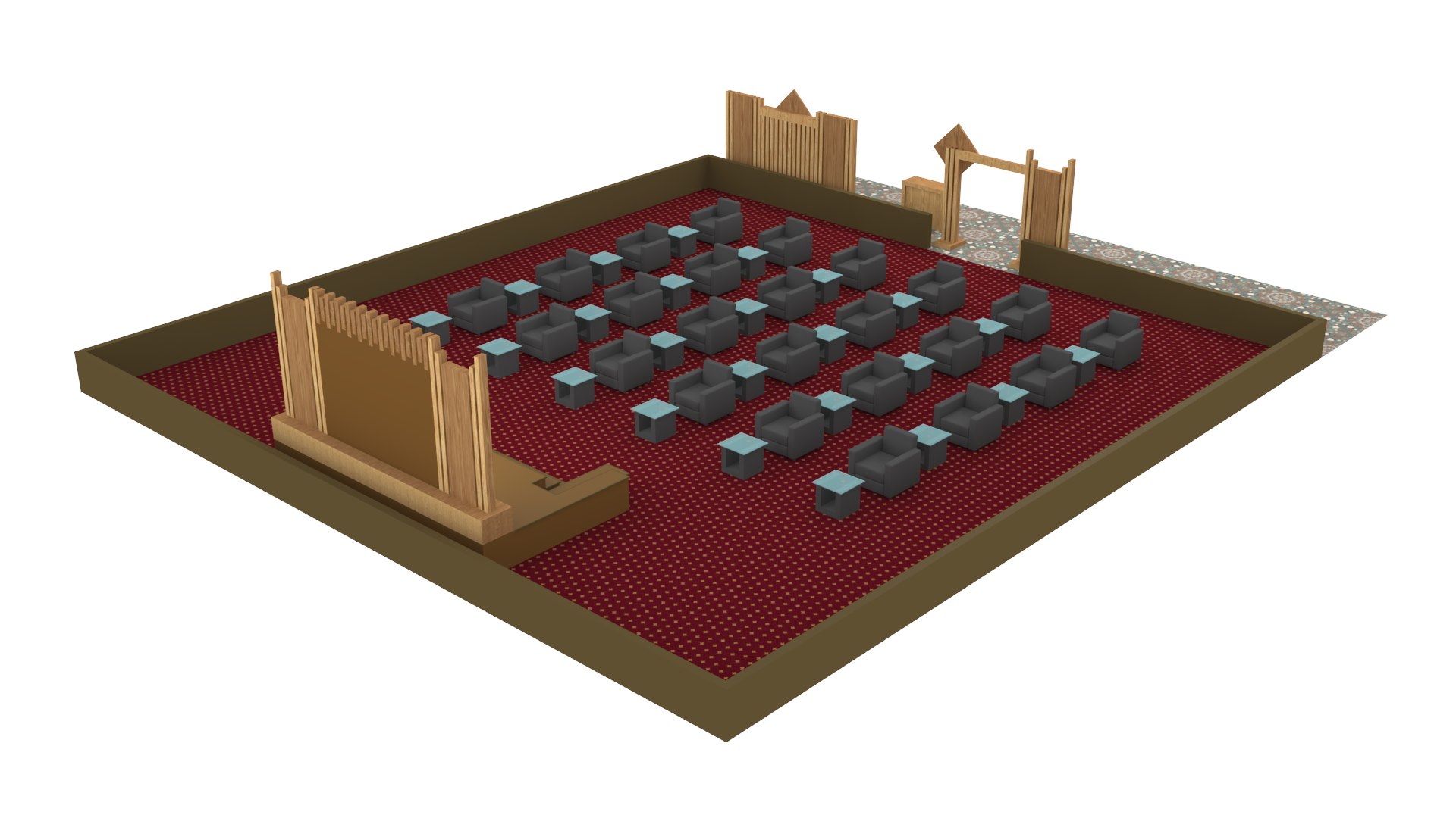 3D Layout Event With Stage Gate Backdrop Photo - TurboSquid 1767437