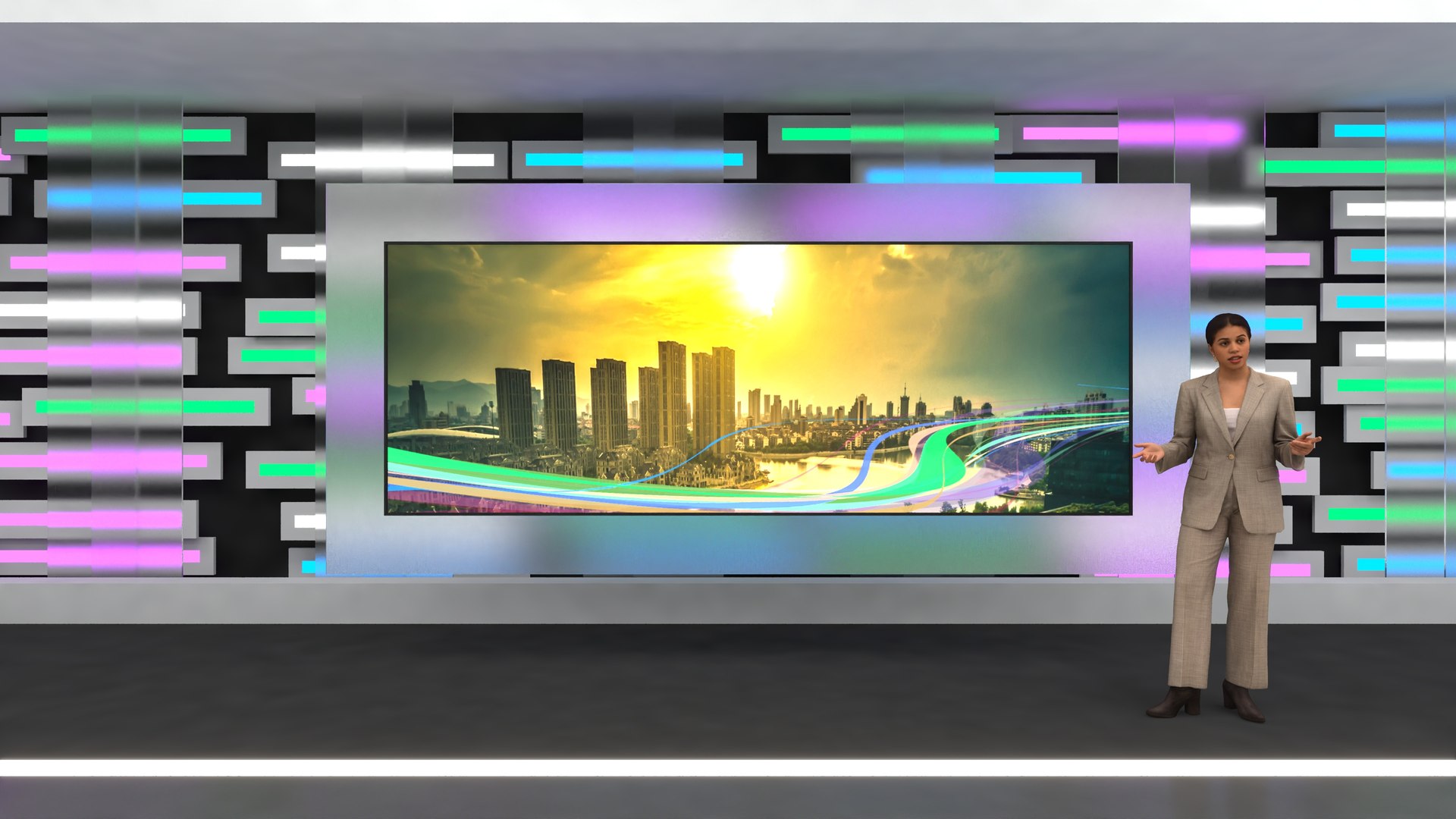 3D Premium 3D Virtual News Set Model - TurboSquid 2300029