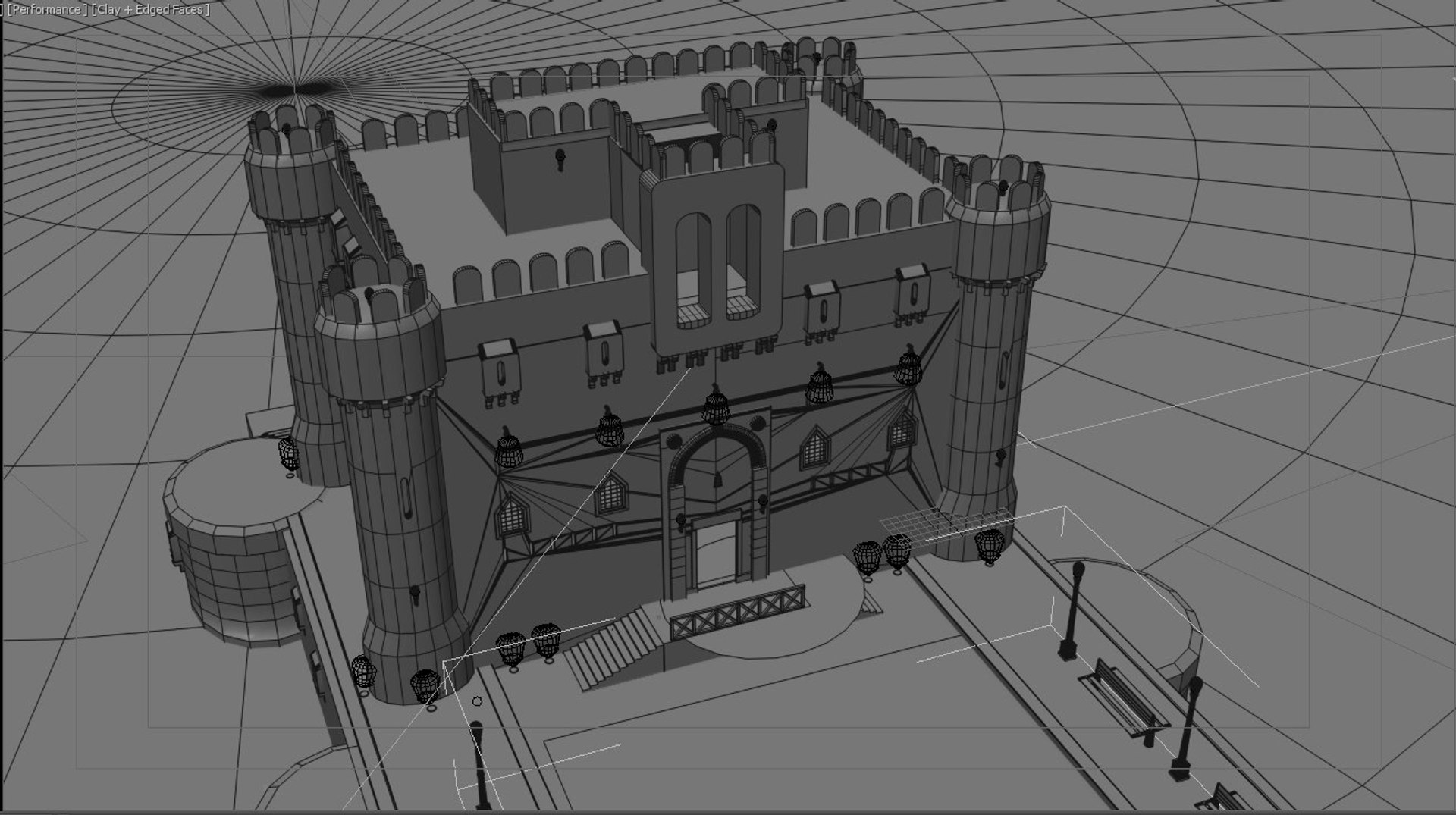 Castle Building 3d Model