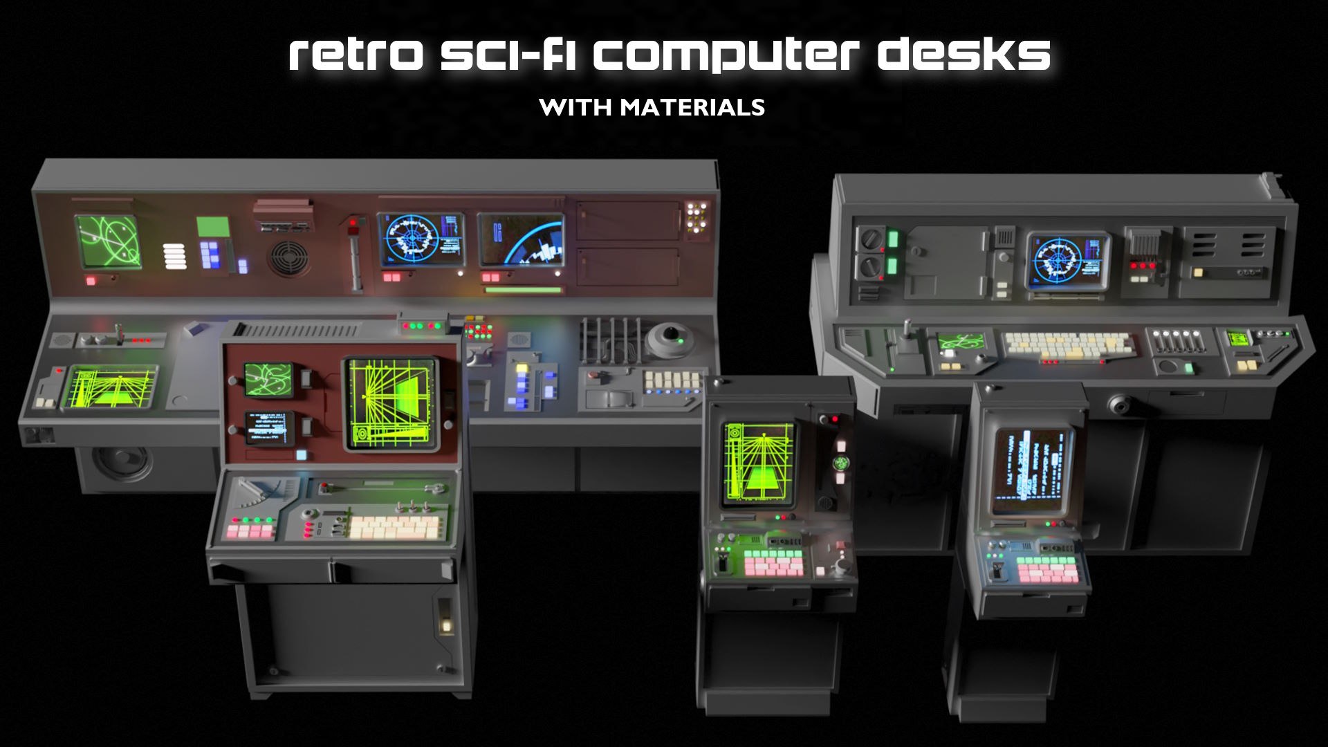 Retro Sci-fi Computer Desks - Control Panels 3D model - TurboSquid 2037641