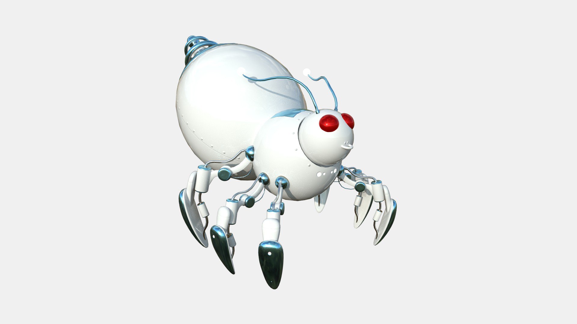 3D model Cute Robot E06 White Blue - SciFi Character Design ...