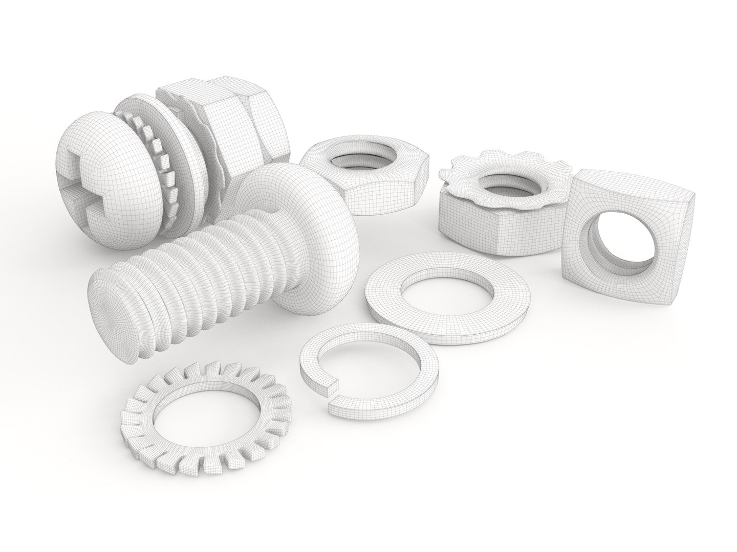 Screw With Nut 06 Model - TurboSquid 1858610