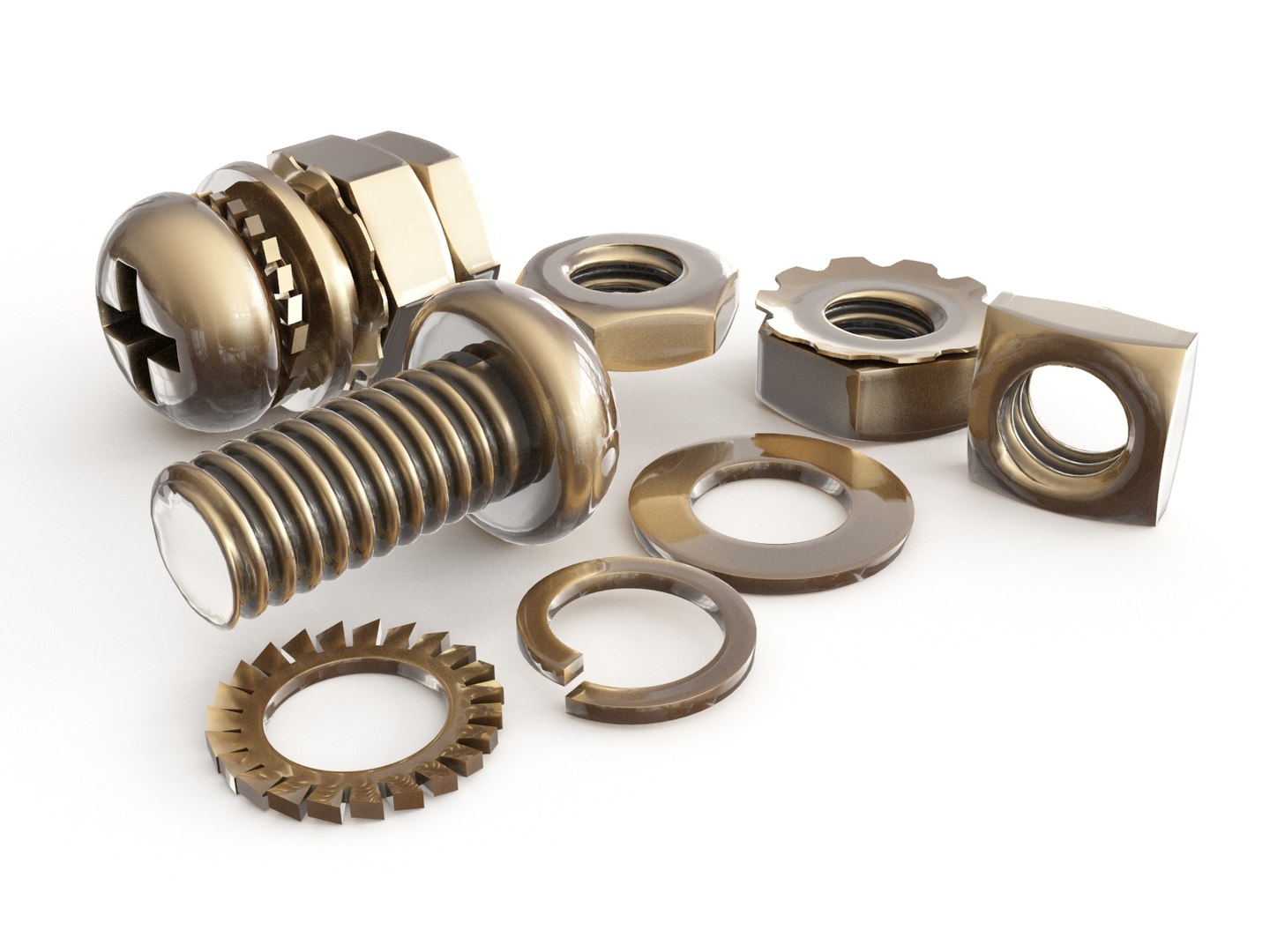 Screw With Nut 06 Model - TurboSquid 1858610