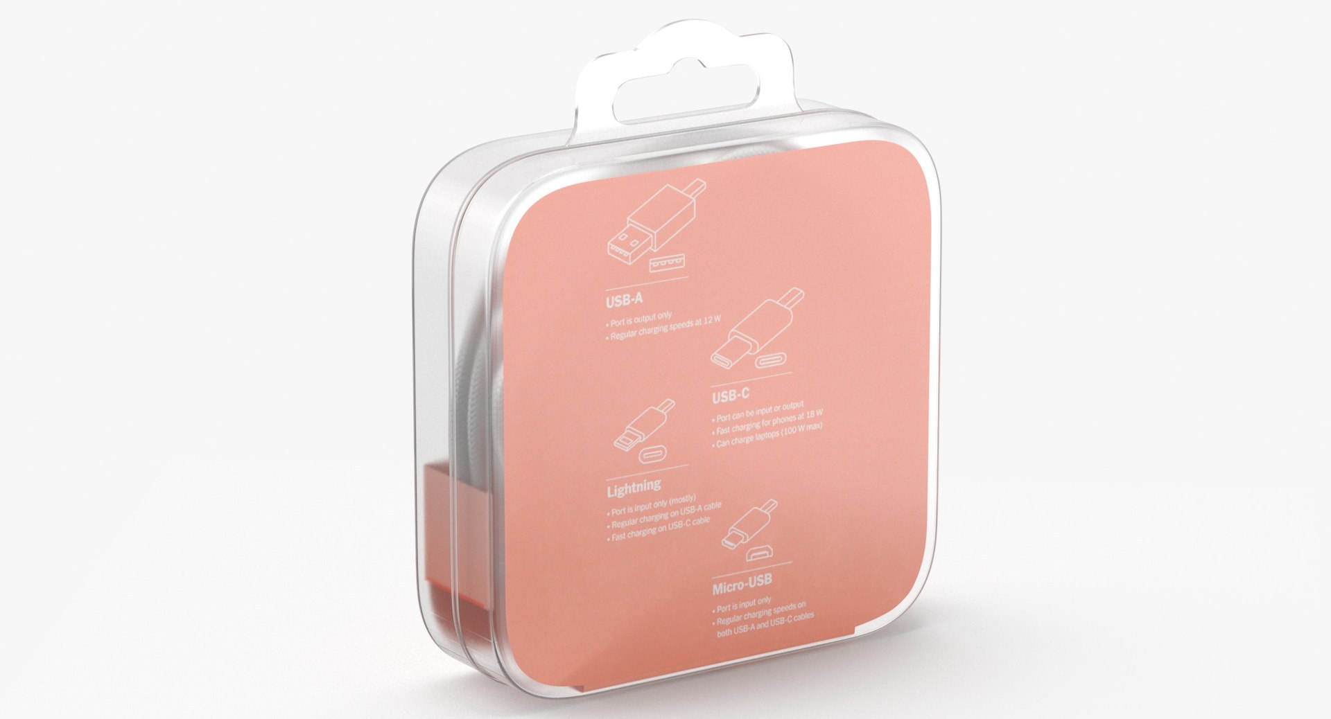 Charging Cord Package Type 03 Blank And Generic Lebel Box 3D Model ...