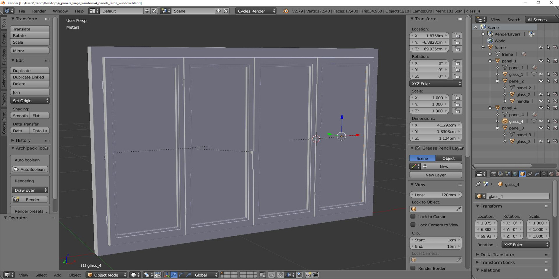 4 panels window 3D model - TurboSquid 1710350