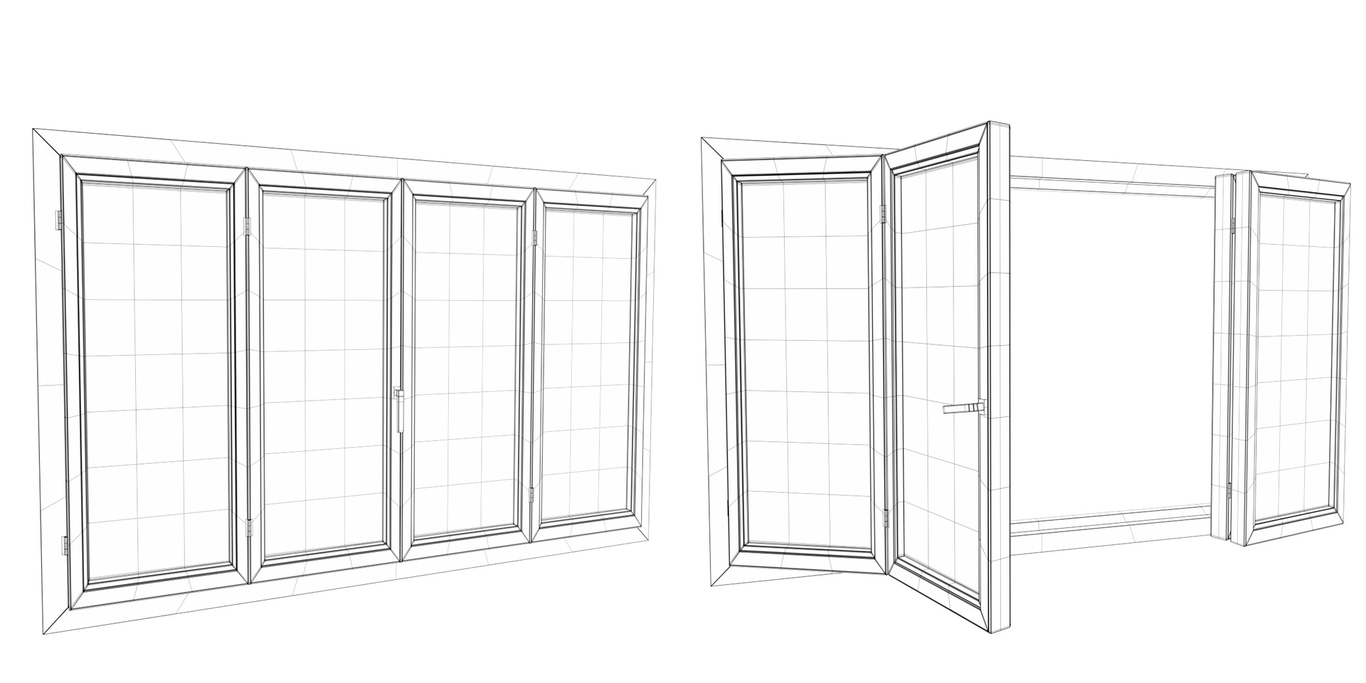 4 panels window 3D model - TurboSquid 1710350