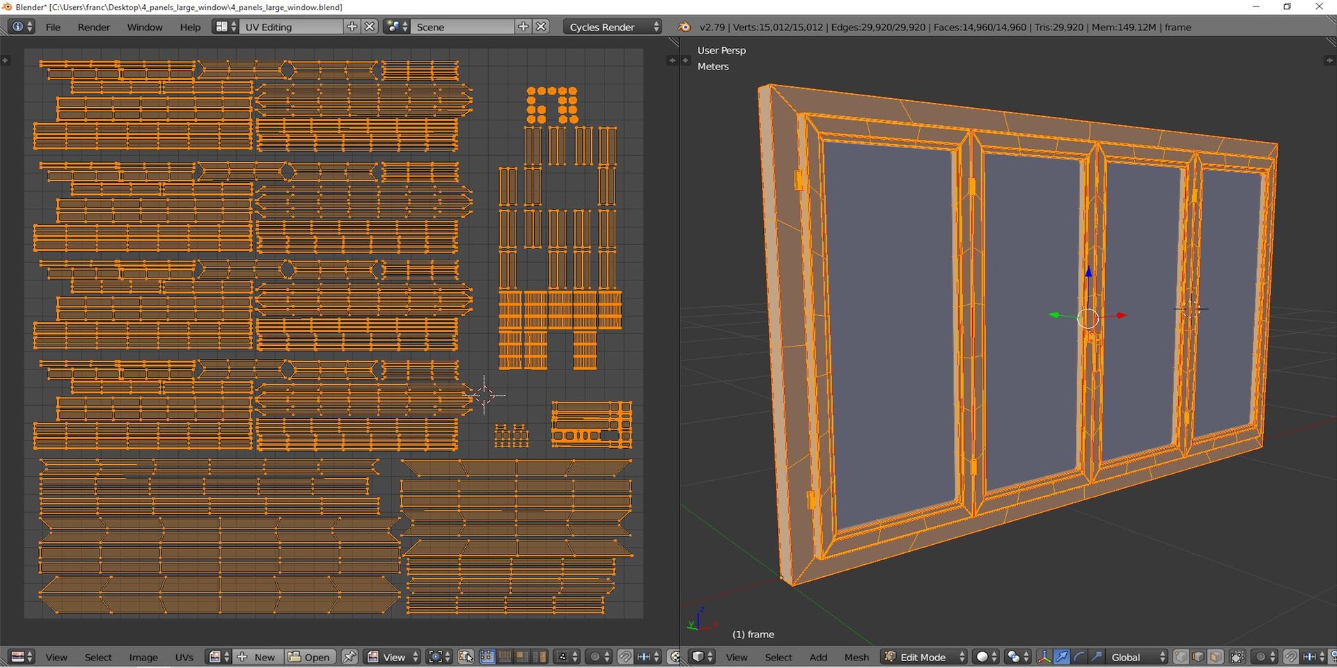 4 Panels Window 3D Model - TurboSquid 1710350
