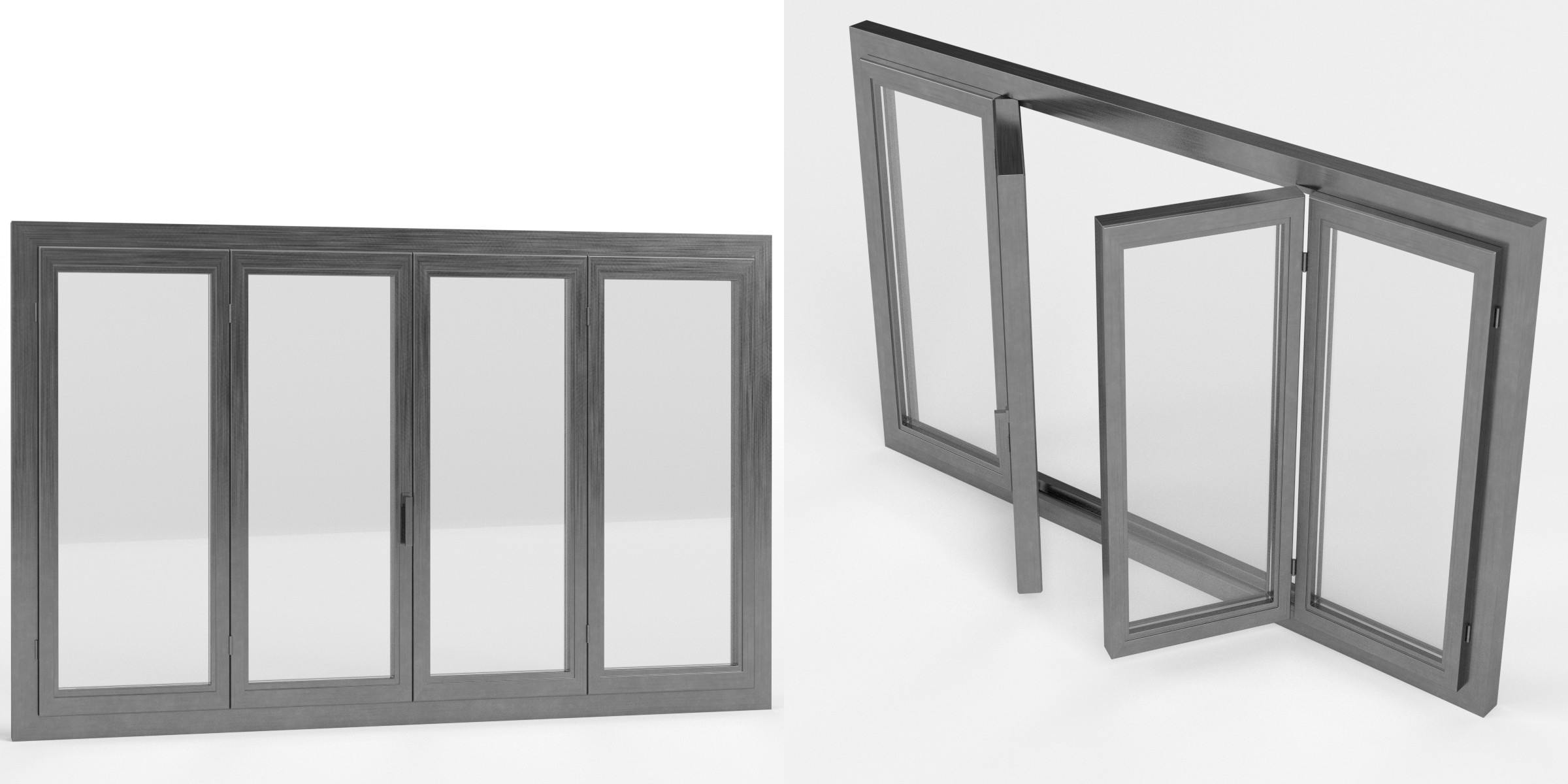 4 panels window 3D model - TurboSquid 1710350