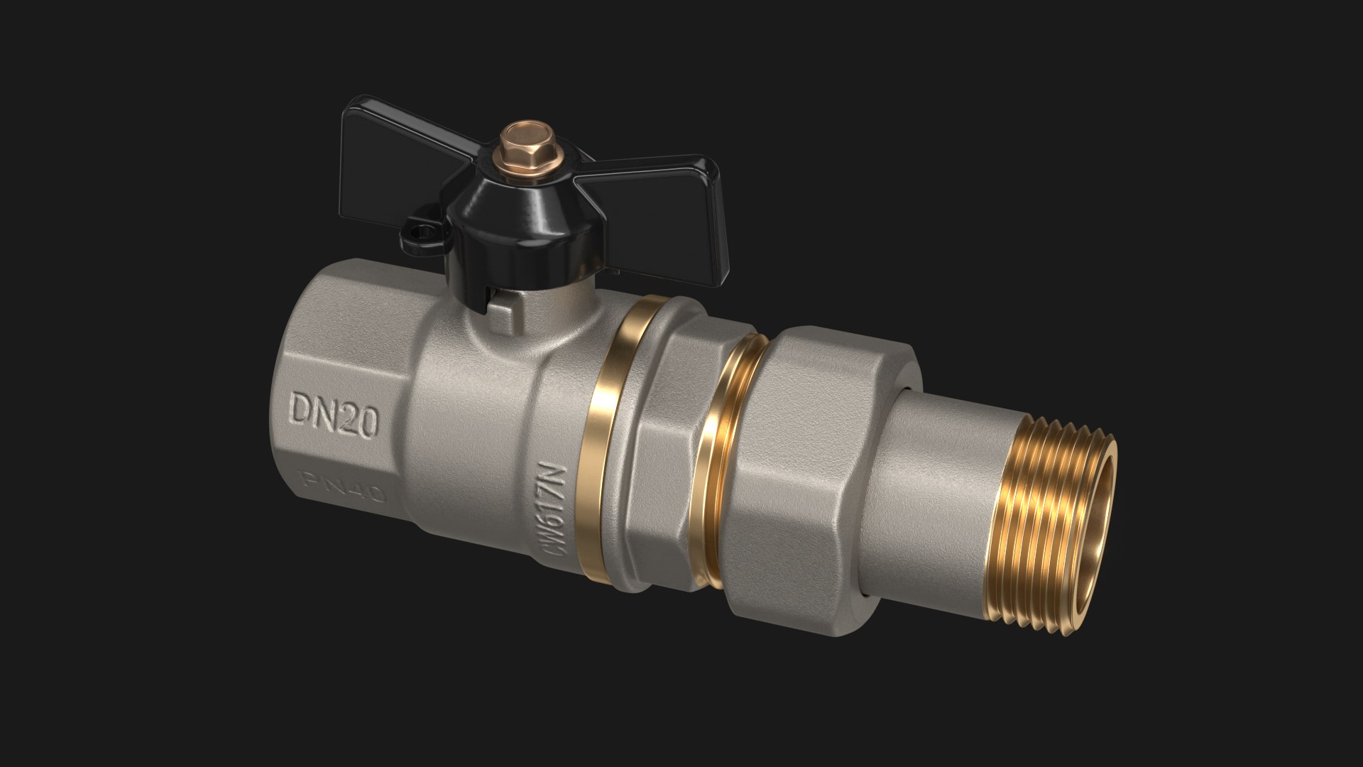 Ball Valve With Coupling Nut DN20 3D Model - TurboSquid 2017894