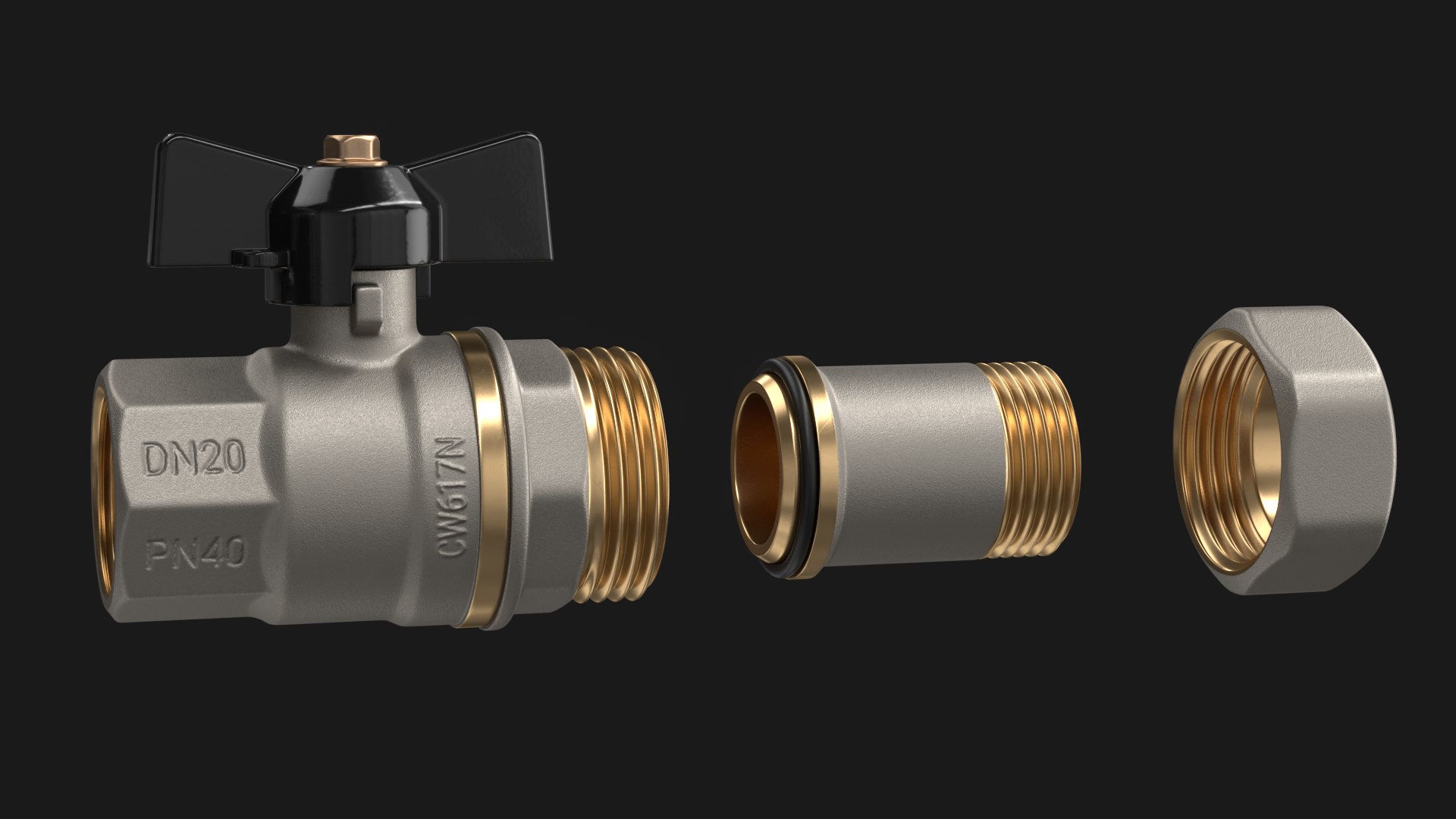 Ball Valve With Coupling Nut DN20 3D Model - TurboSquid 2017894