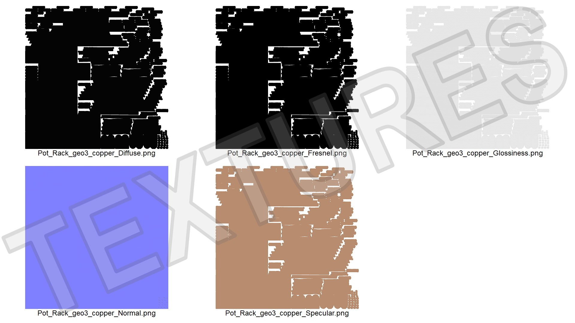 3D Model Chain Suspended Hanging Pot Rack Copper - TurboSquid 2154595