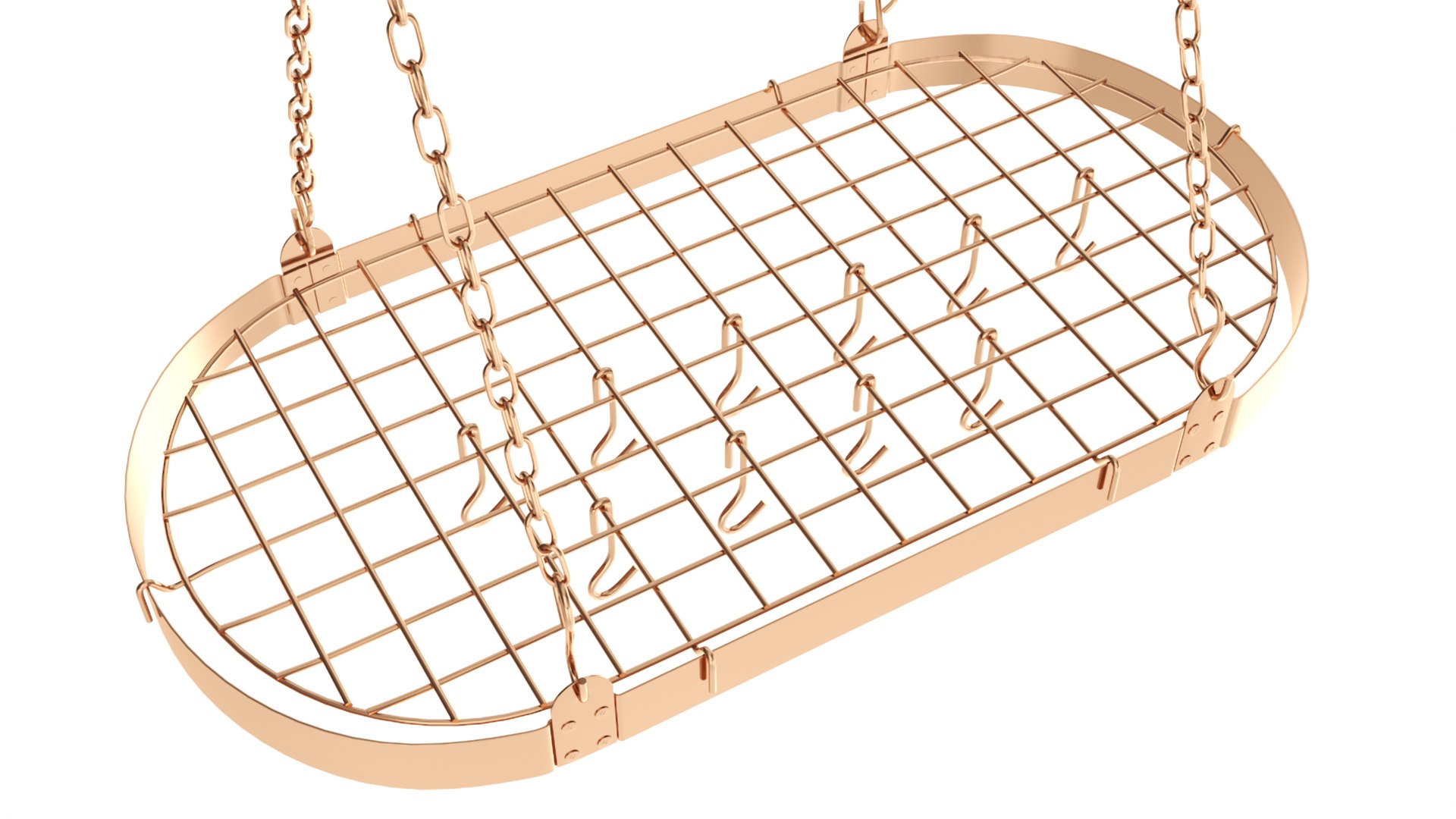 3D Model Chain Suspended Hanging Pot Rack Copper - TurboSquid 2154595