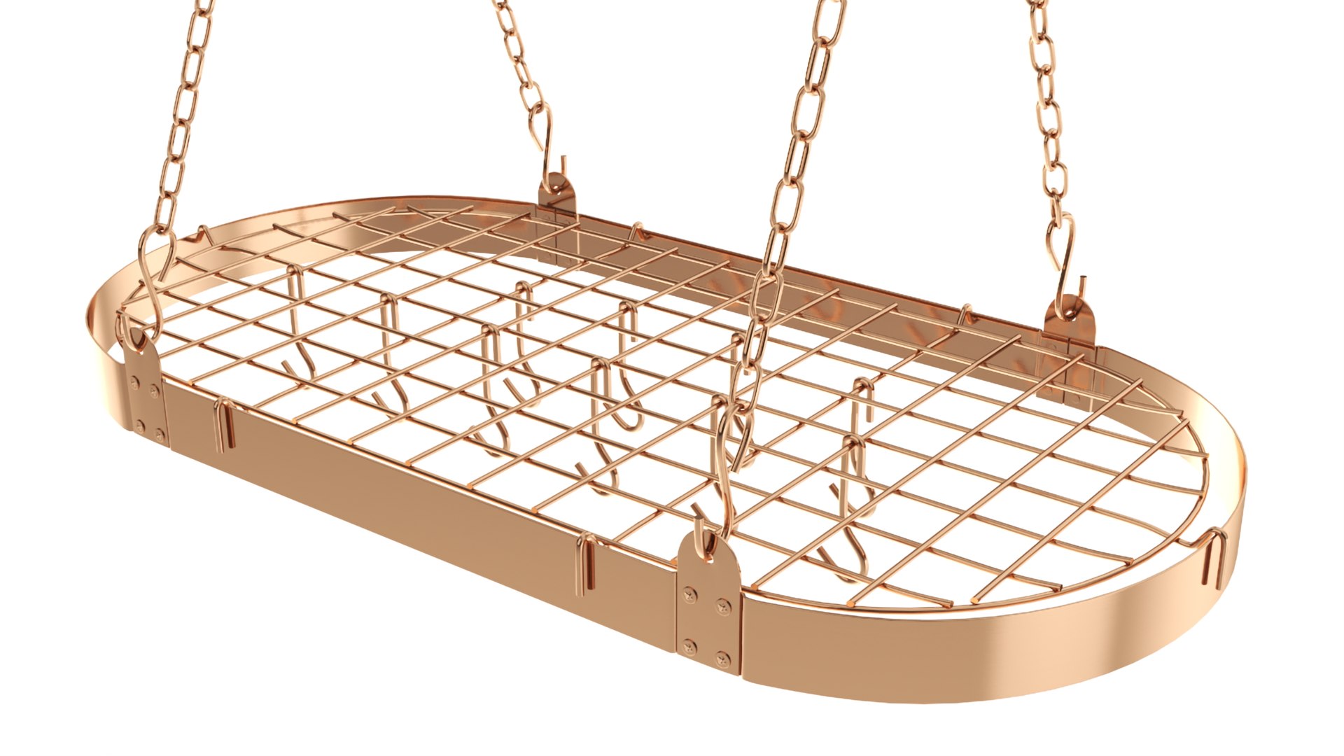 3D Model Chain Suspended Hanging Pot Rack Copper - TurboSquid 2154595