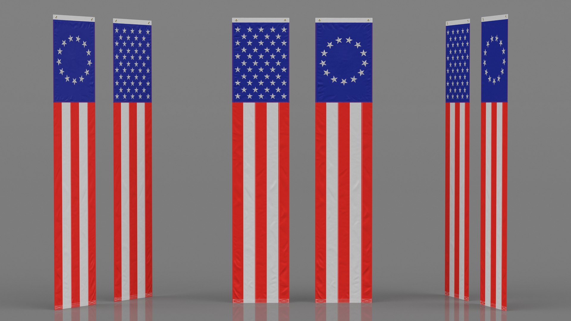 3D Pull Down US Flags Set - TurboSquid 2091409