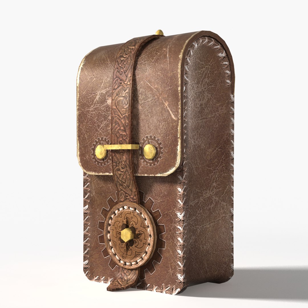 3d steampunk leather pouch