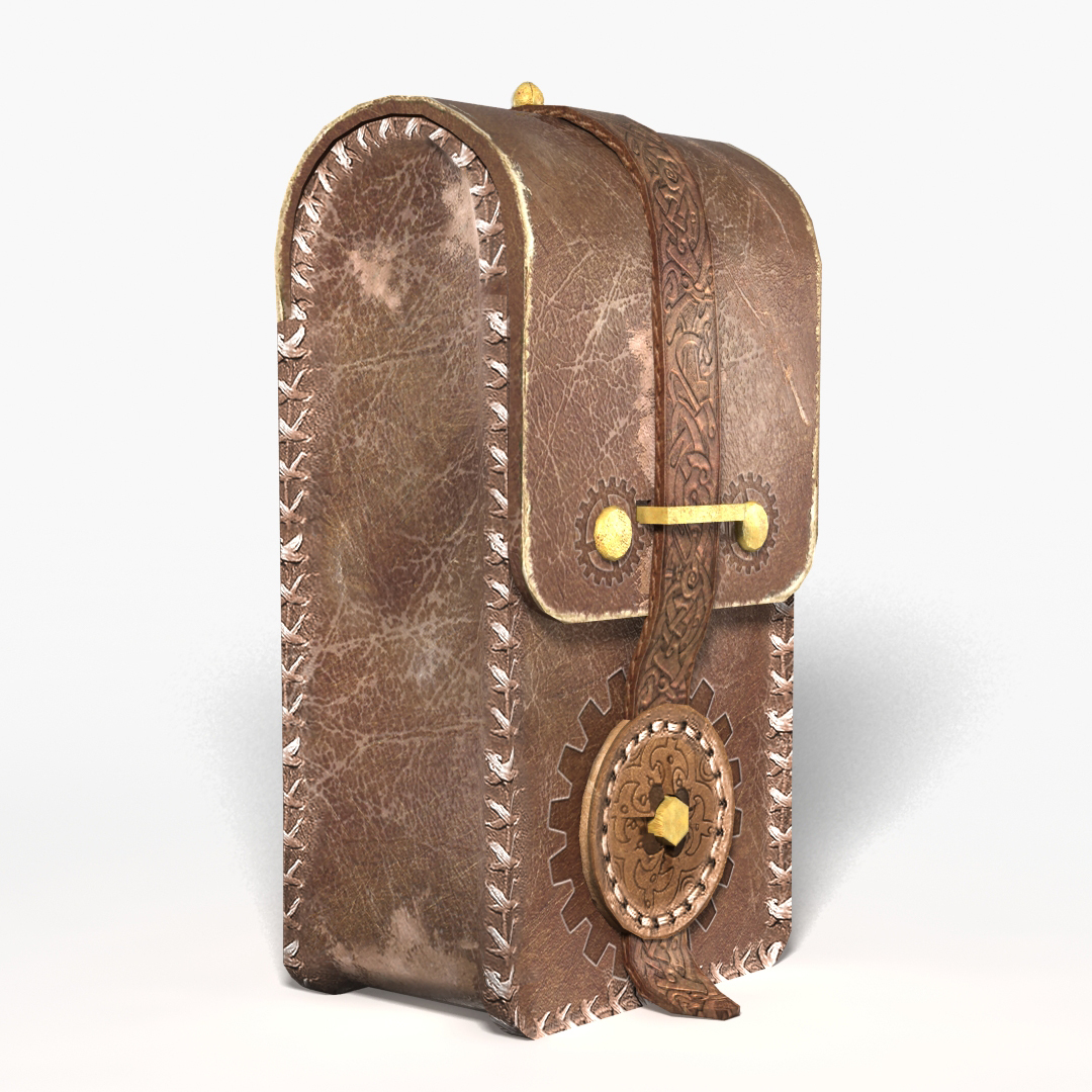 3d steampunk leather pouch