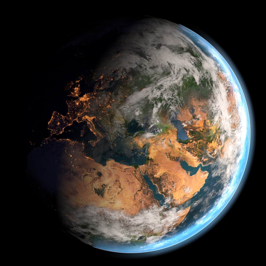 3d Model City Lights Earth Surface