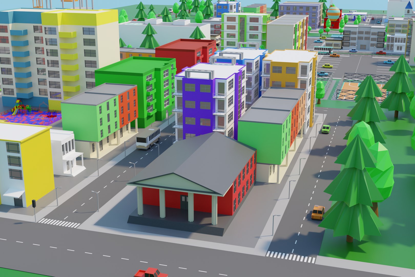 Low Poly City - Urban Model - TurboSquid 2058852