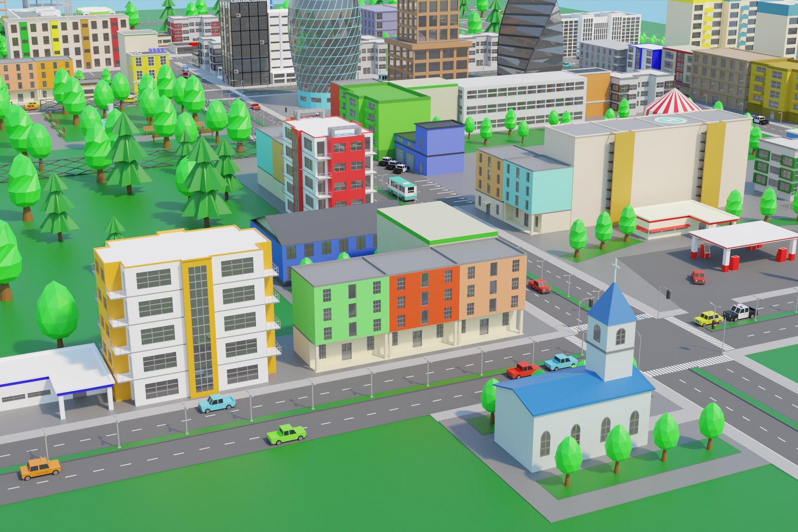 Low Poly City - Urban Model - TurboSquid 2058852