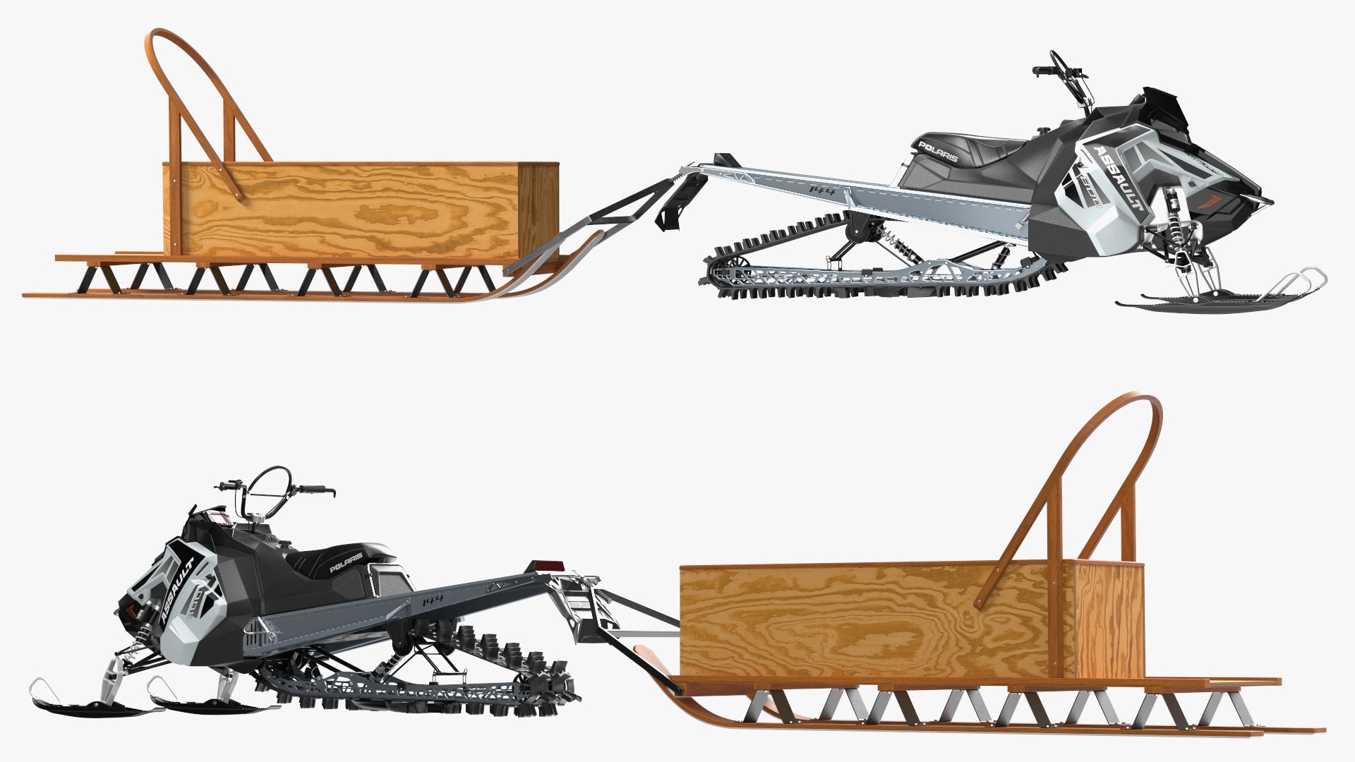 3D Snowmobile Whith Box Freight Sled Rigged For Maya Model - TurboSquid ...