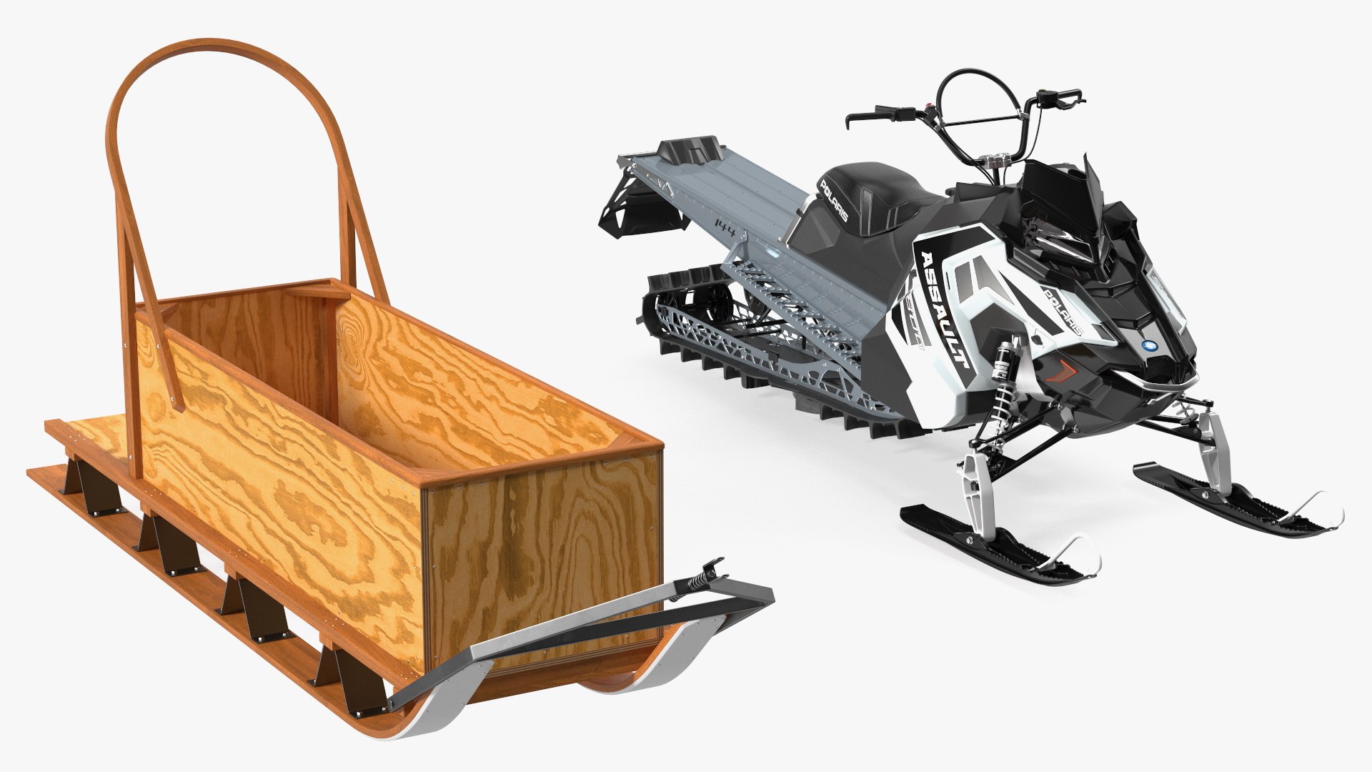3D Snowmobile Whith Box Freight Sled Rigged For Maya Model - TurboSquid ...