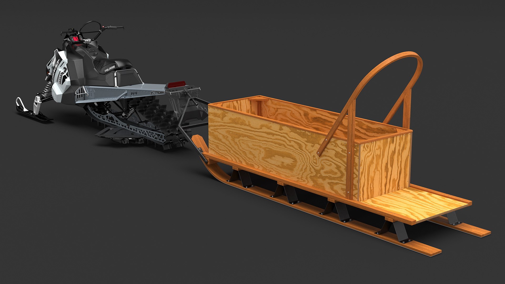3D Snowmobile Whith Box Freight Sled Rigged For Maya Model - TurboSquid ...