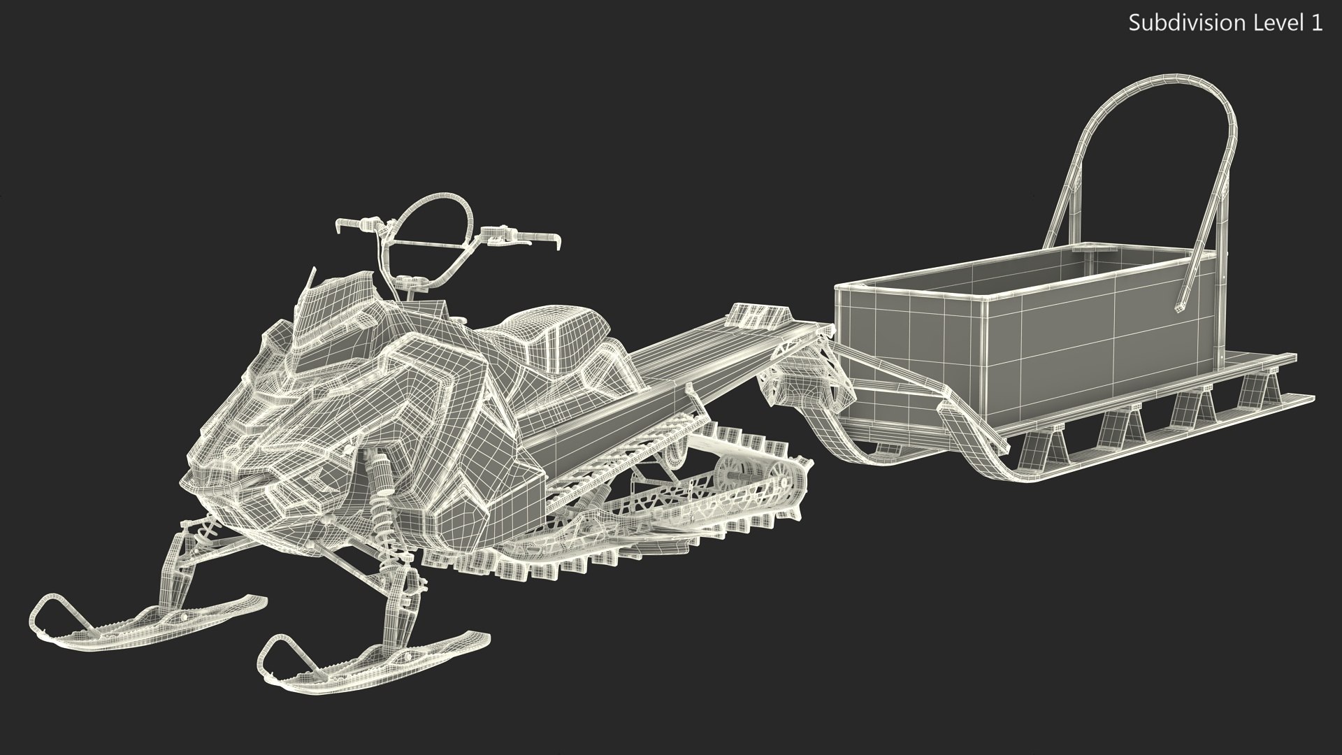 3D Snowmobile whith Box Freight Sled Rigged for Maya model - TurboSquid ...