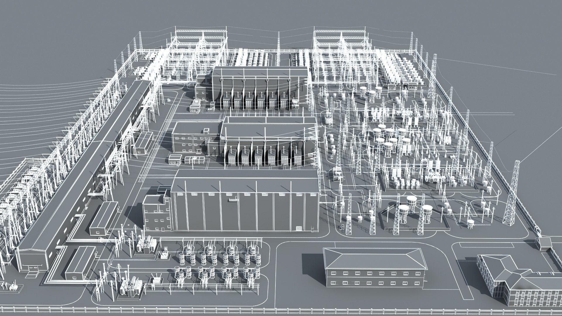 3D Substation Model - TurboSquid 2382217