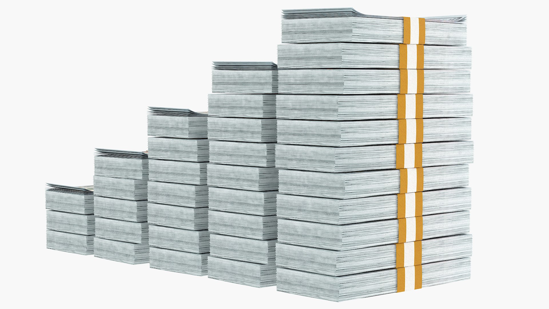 100 Dollar Bill Stepped Stacks 3D Model - TurboSquid 1972368