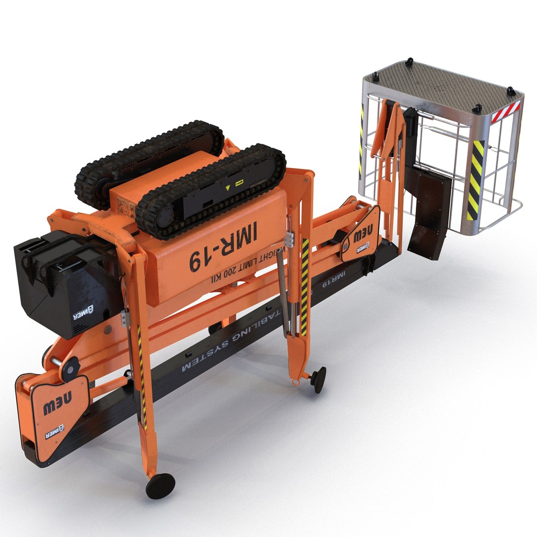 3d Telescopic Boom Lift Orange Model