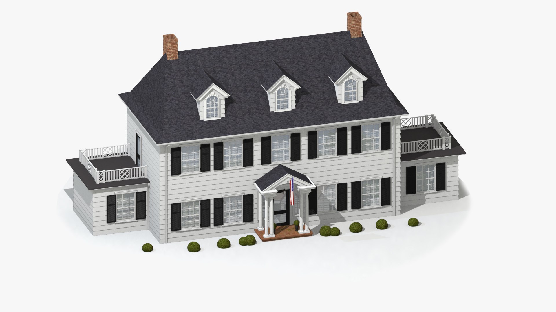 Traditional American Colonial House 3D Model - TurboSquid 2027454