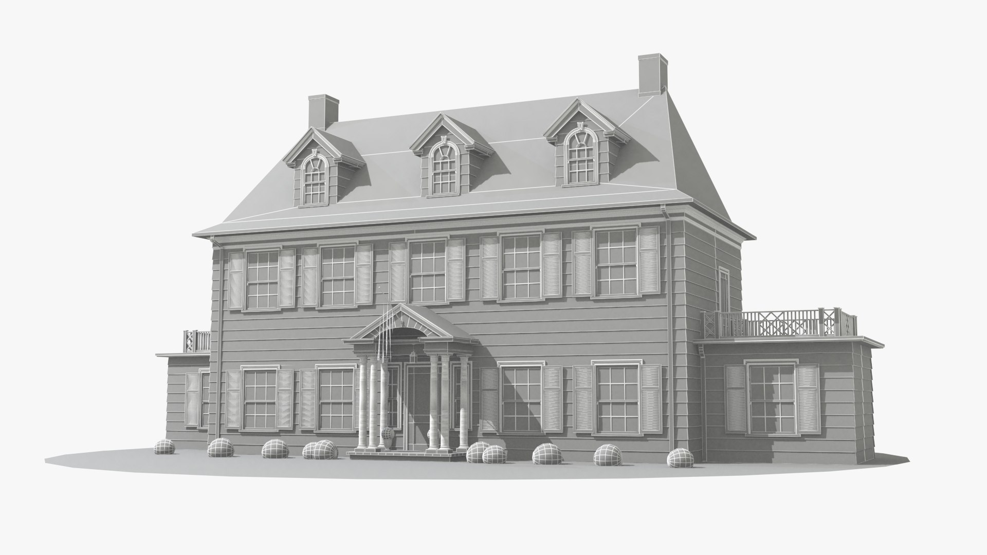 Traditional American Colonial House 3D Model - TurboSquid 2027454