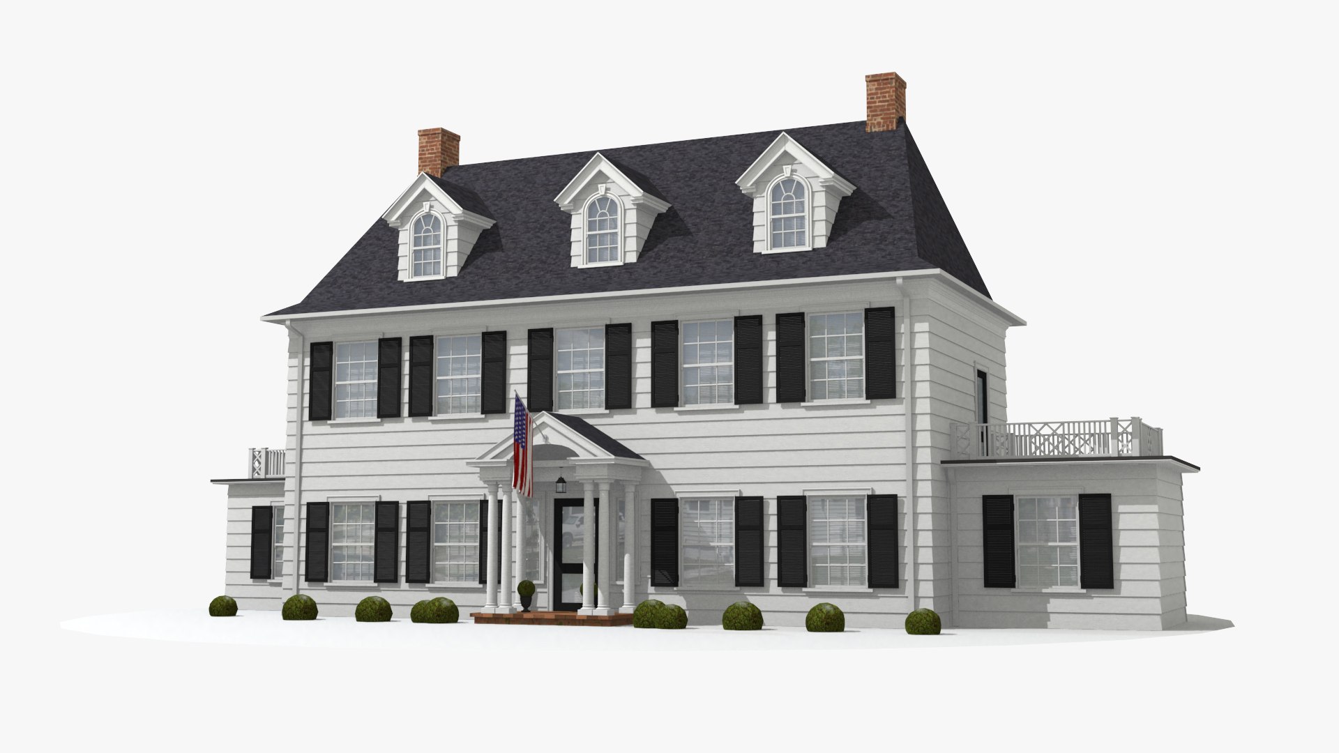 Traditional American Colonial House 3D Model - TurboSquid 2027454