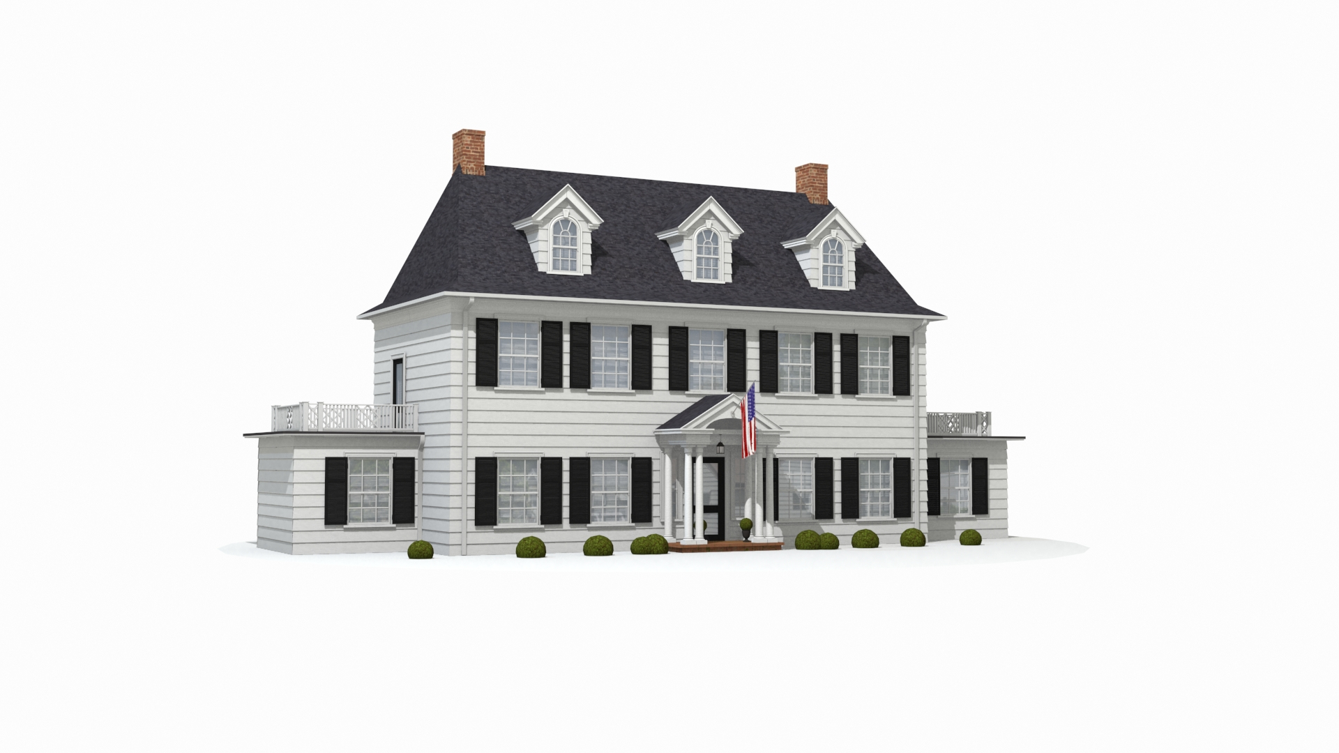 Traditional American Colonial House 3D Model - TurboSquid 2027454