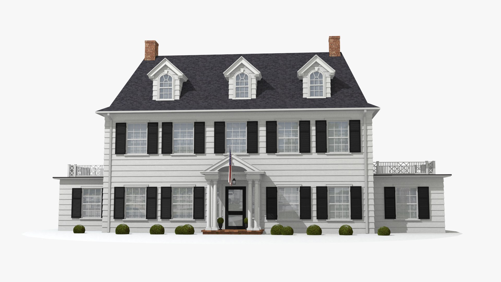 Traditional American Colonial House 3D Model - TurboSquid 2027454