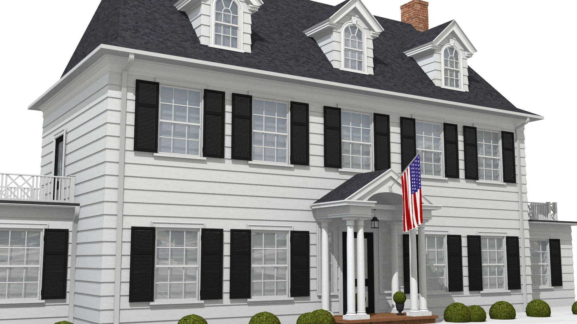 Traditional American Colonial House 3D Model - TurboSquid 2027454