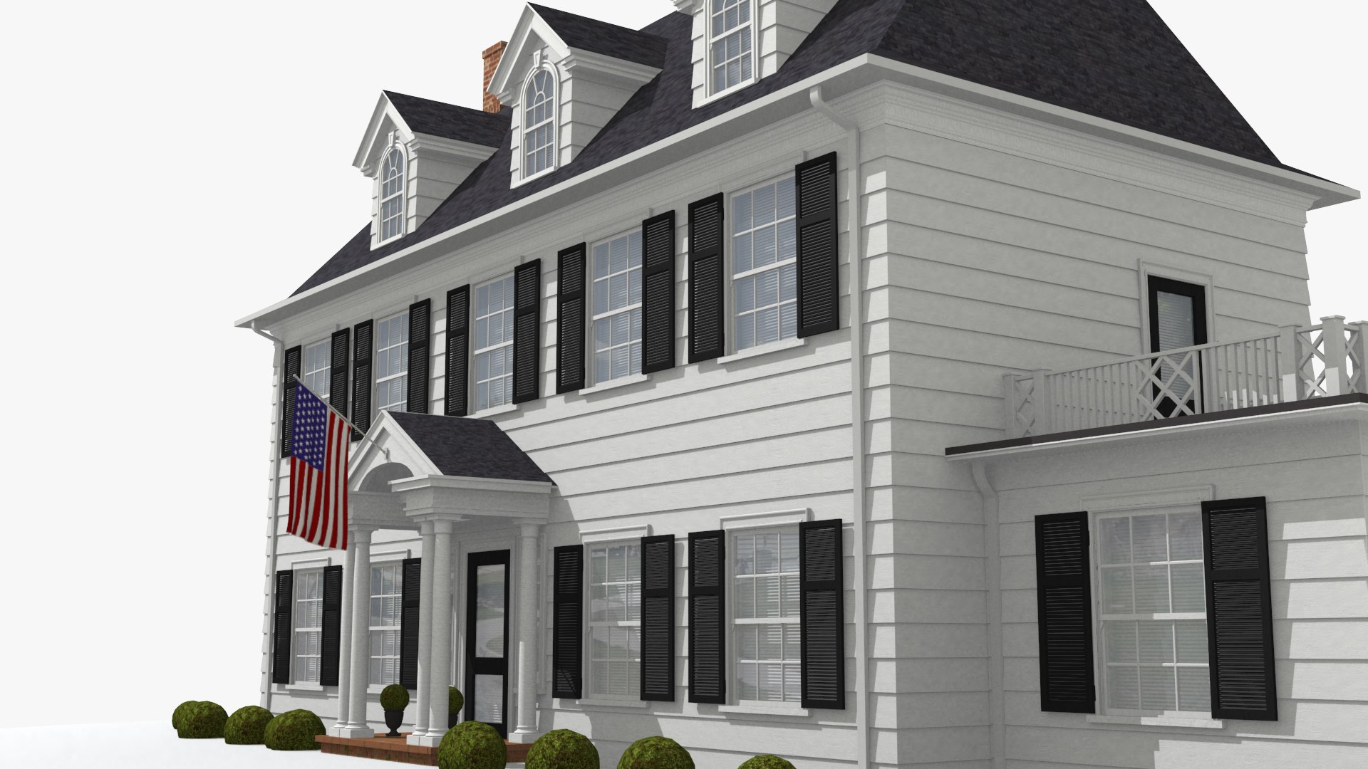 Traditional American Colonial House 3D Model - TurboSquid 2027454