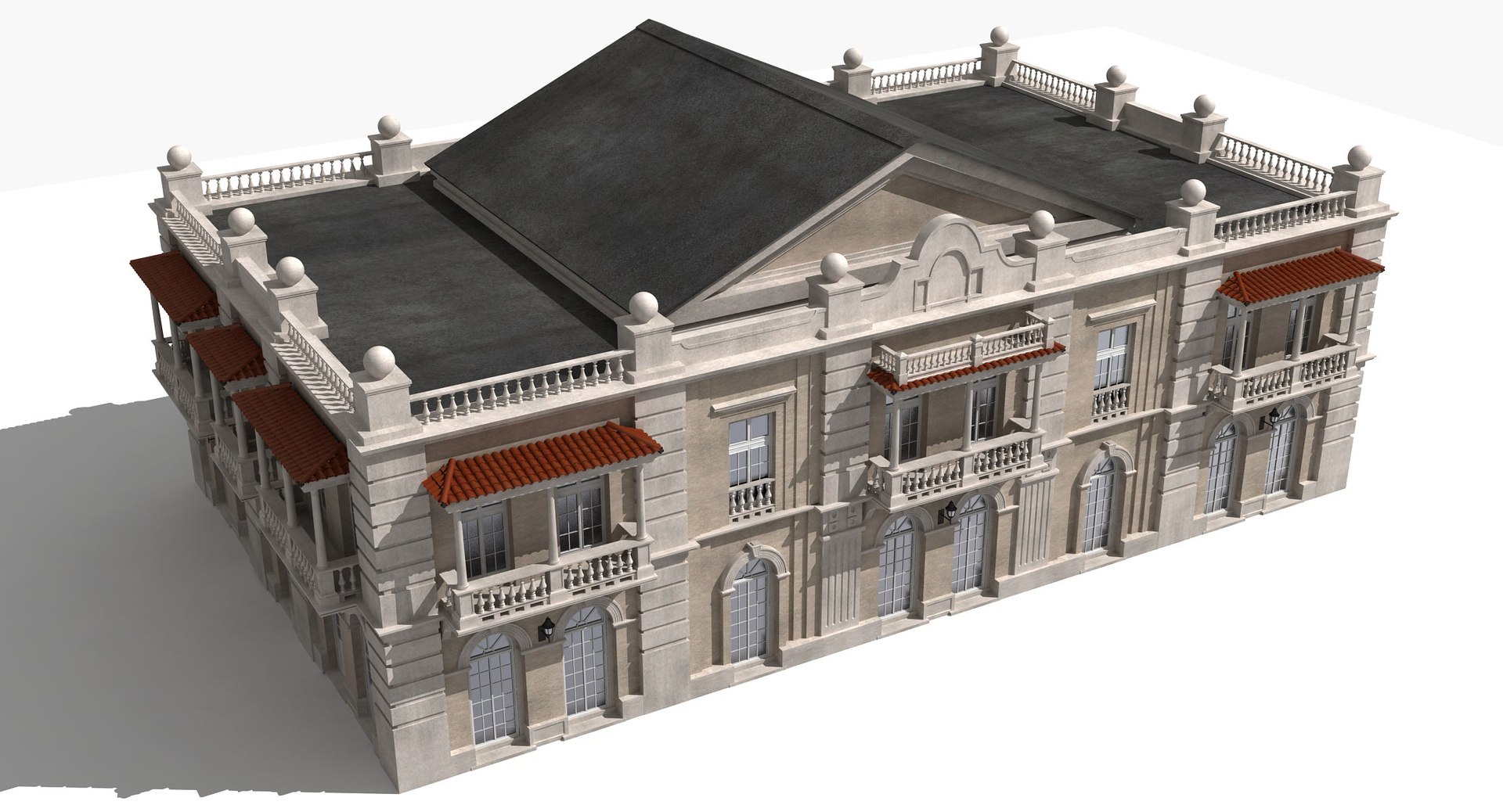 Mansion Residential Building 3d Model