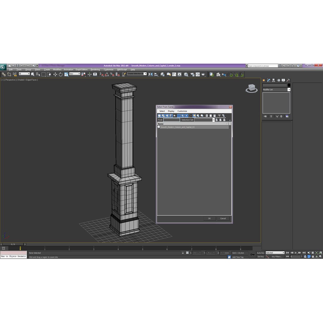 3d Smooth Modern Column Capital