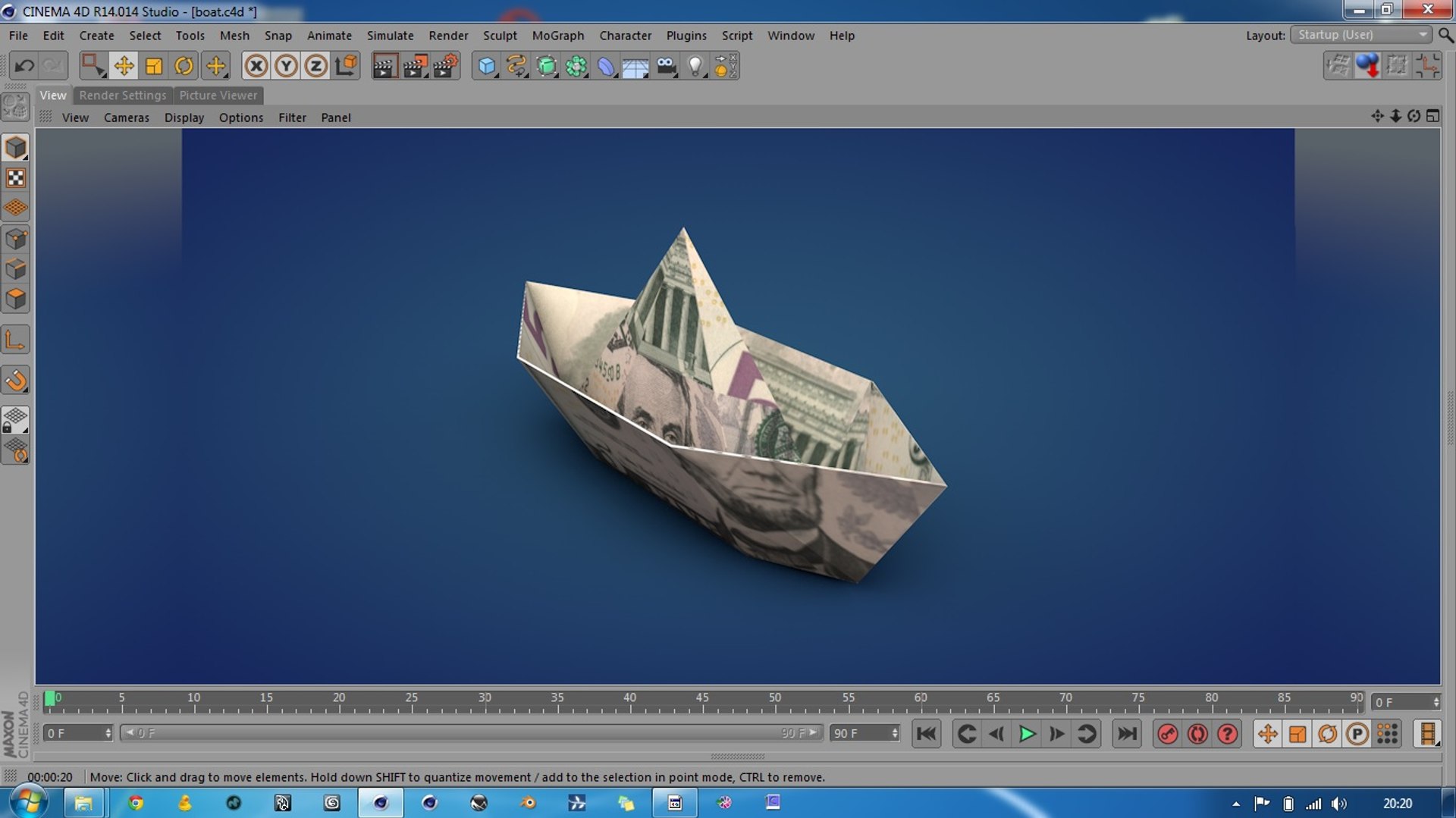 3d Model Of Boat Origami