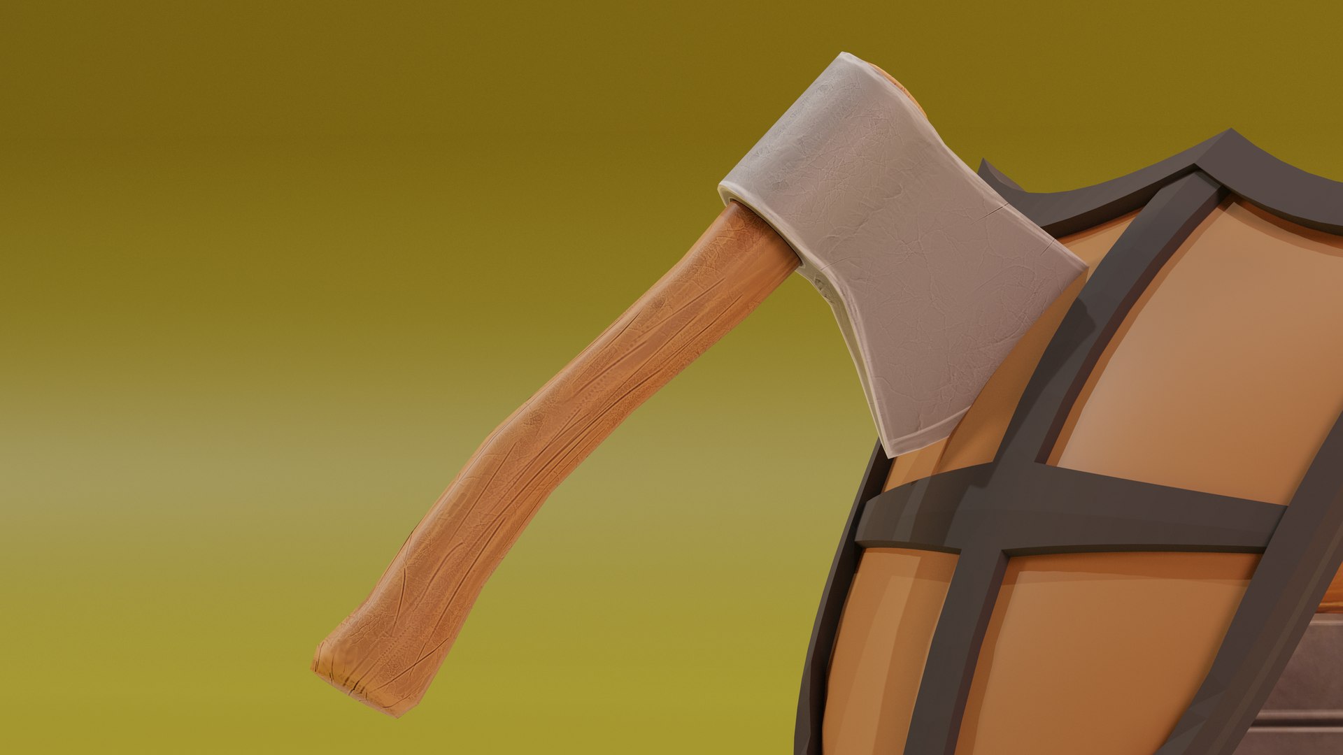 3D Model Low Poly Axe And Shield - TurboSquid 2028897