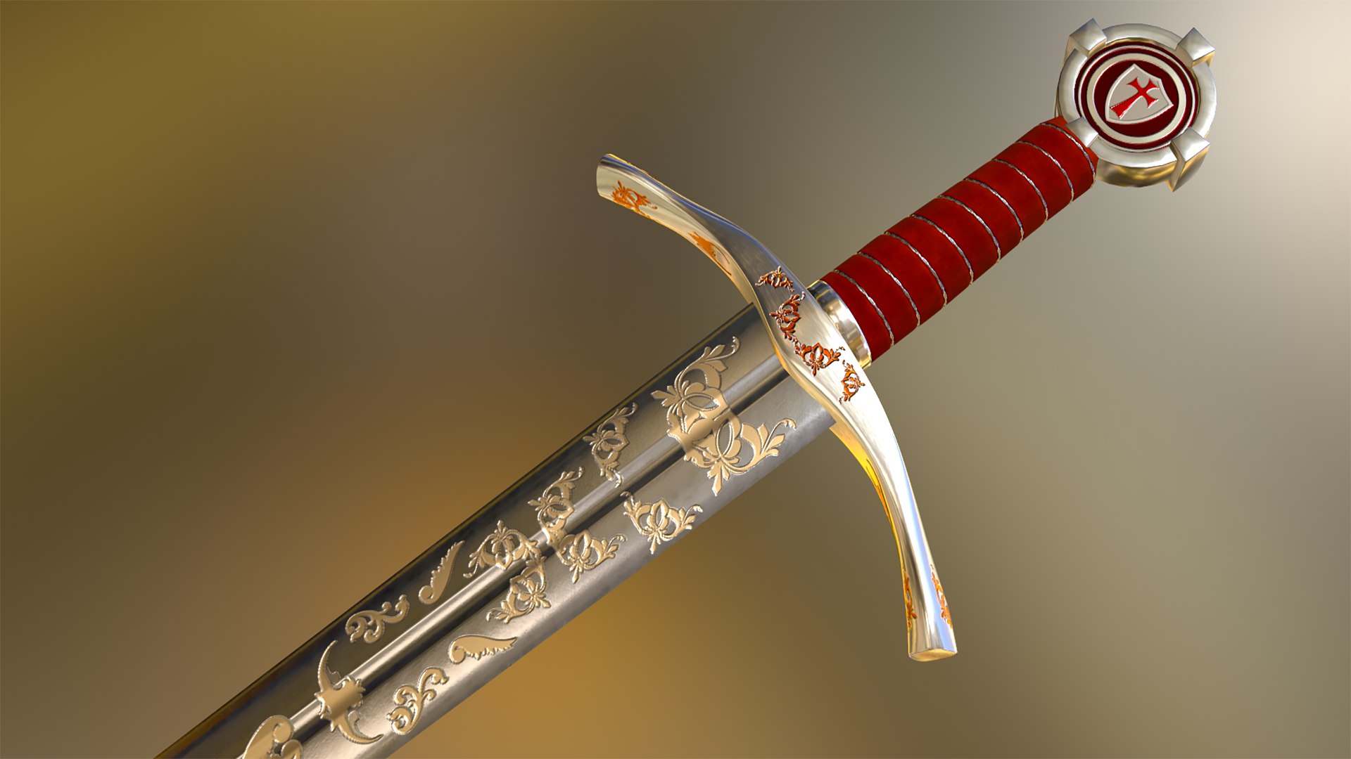 3D Model Medieval Sword Of The Kings Templar - TurboSquid 2012628