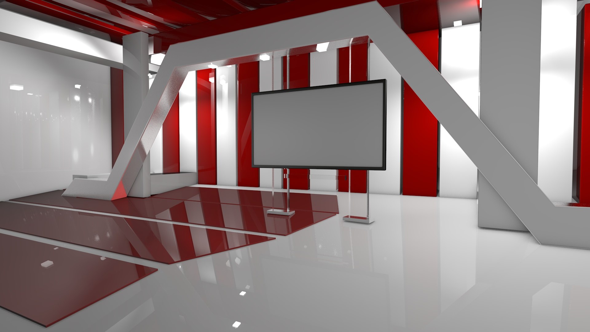 3D Virtual Set Red And White Background Model - TurboSquid 2304788