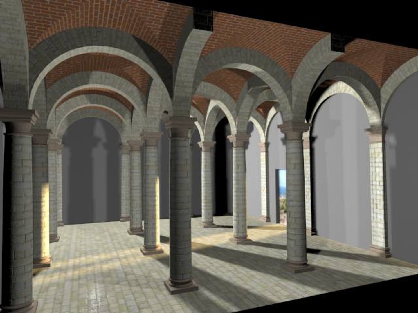 3d Romanic Vaulting Column Spacings Model